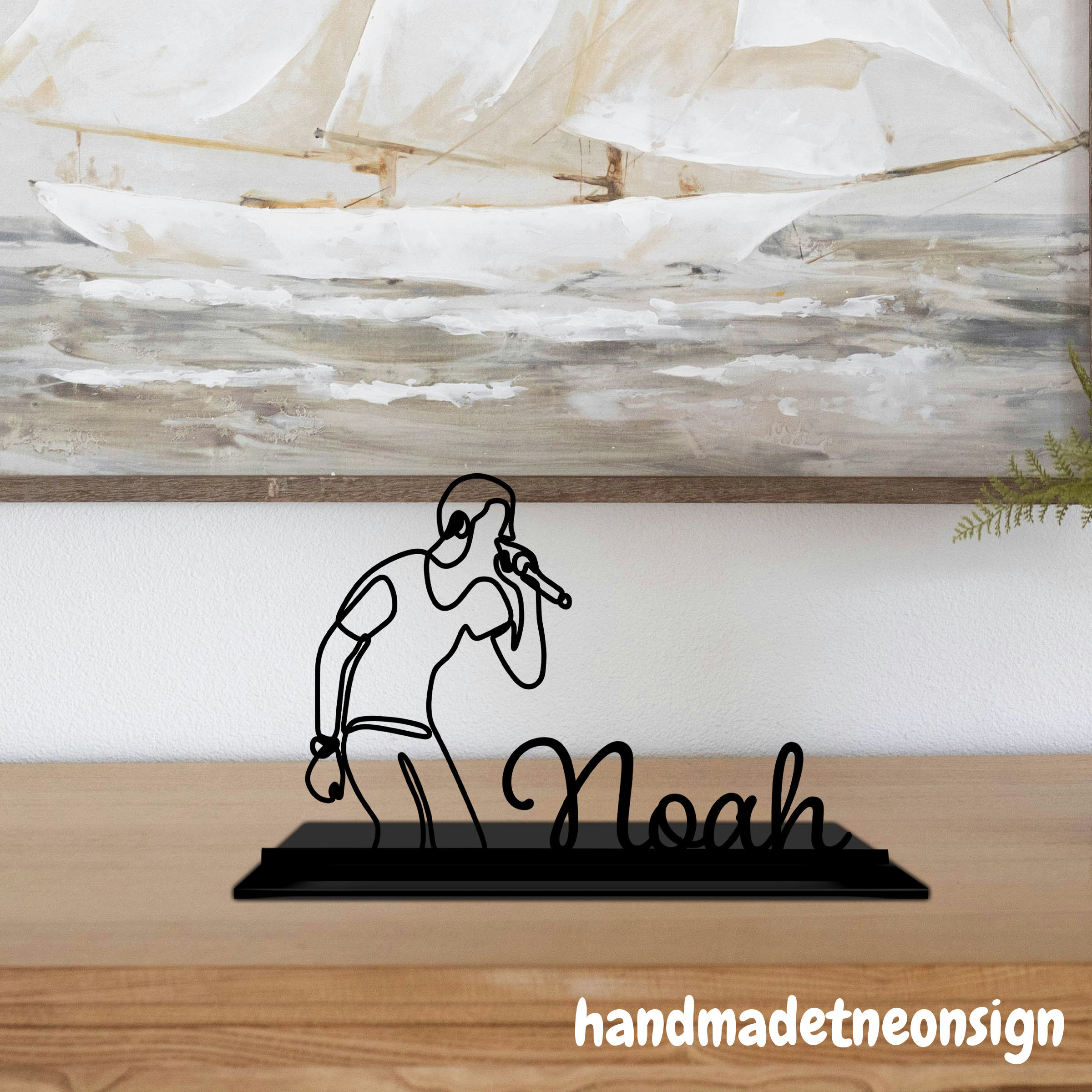 Custom Man Singer Table Decor, Singing Metal Shelf Decor Home, Music ...