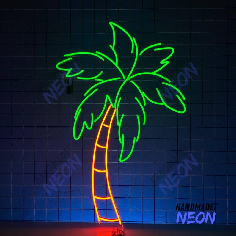 Palm Tree Neon Sign, Palm Tree Signs, Beach Neon Wall Light, Palm Tree ...