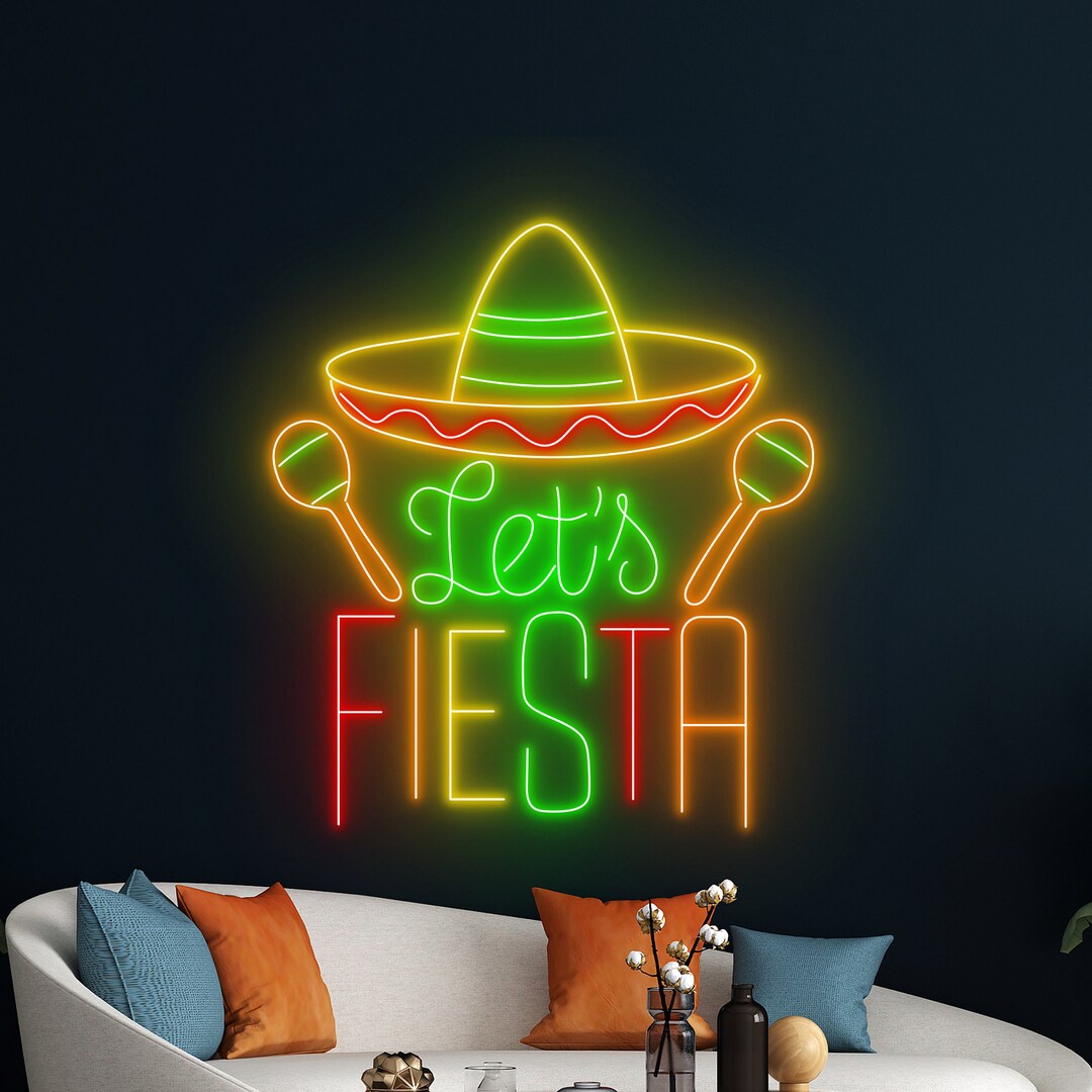 Let's Fiesta Neon Sign, Fiesta Neon Light, Fiesta Led Light, Mexican ...
