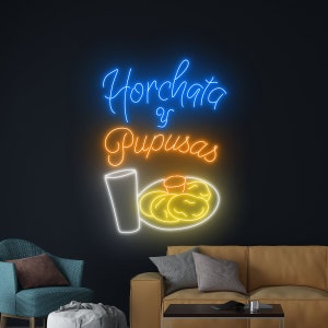 Horchata Y Pupusas Neon Sign, Horchata Led Sign, Pupusas Mexico Neon ...