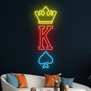 King Crown Neon Sign, Crown King Led Sign, K Crown Led Light, Royal ...