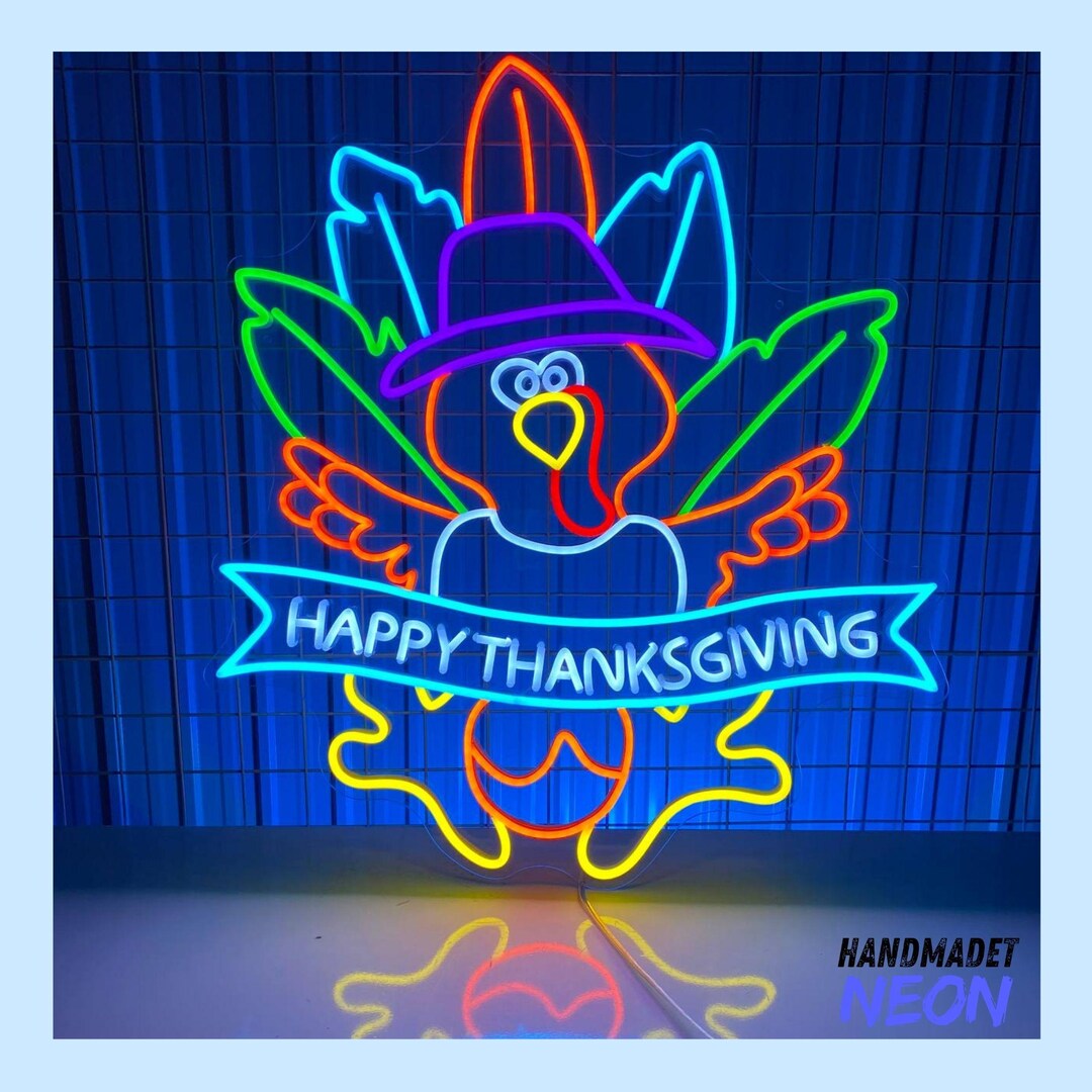 Happy Thanksgiving Turkey Neon Sign, Thanksgiving Turkey LED Light ...