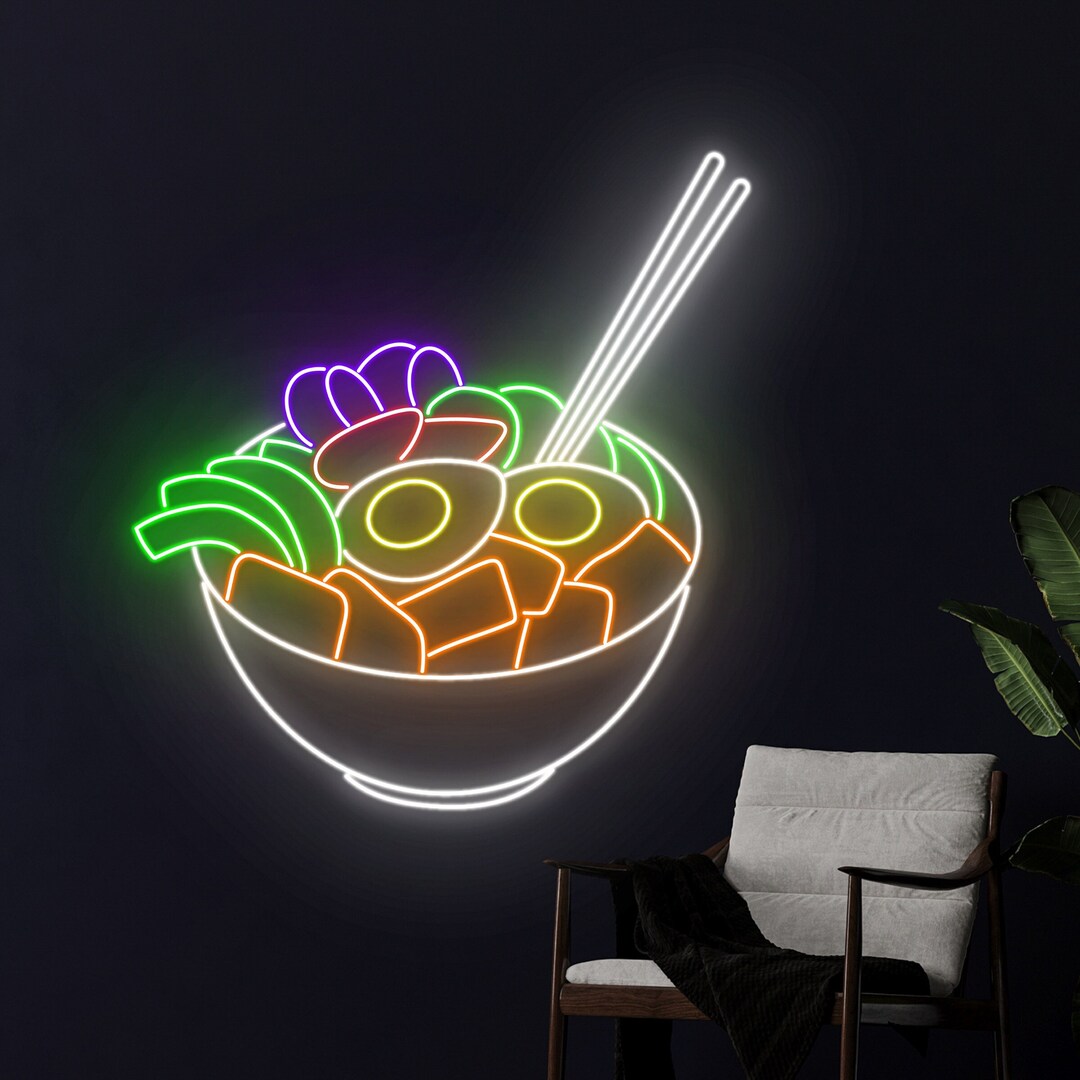 Poke Neon Sign, Poke Bowl Neon Light, Poke Dish Led Light, Hawaiian ...