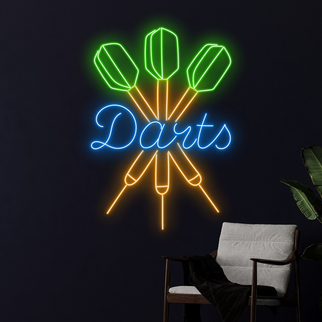 Dart Game Neon Sign, Wall Decor, Dart Neon Sign, Custom Neon Sign ...