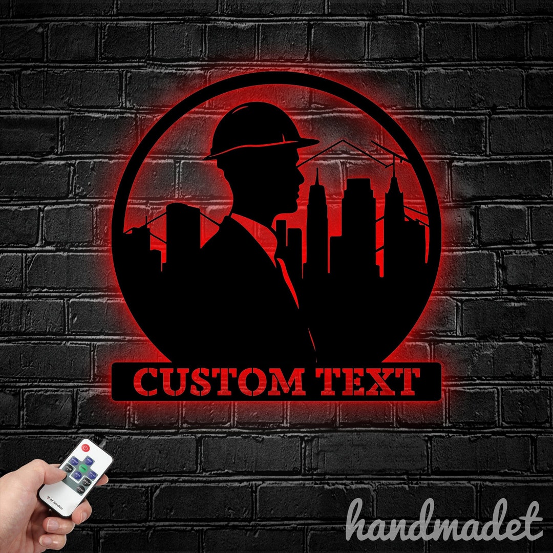 Custom Civil Engineer Metal Wall Art LED Light, Civil Engineer Metal ...