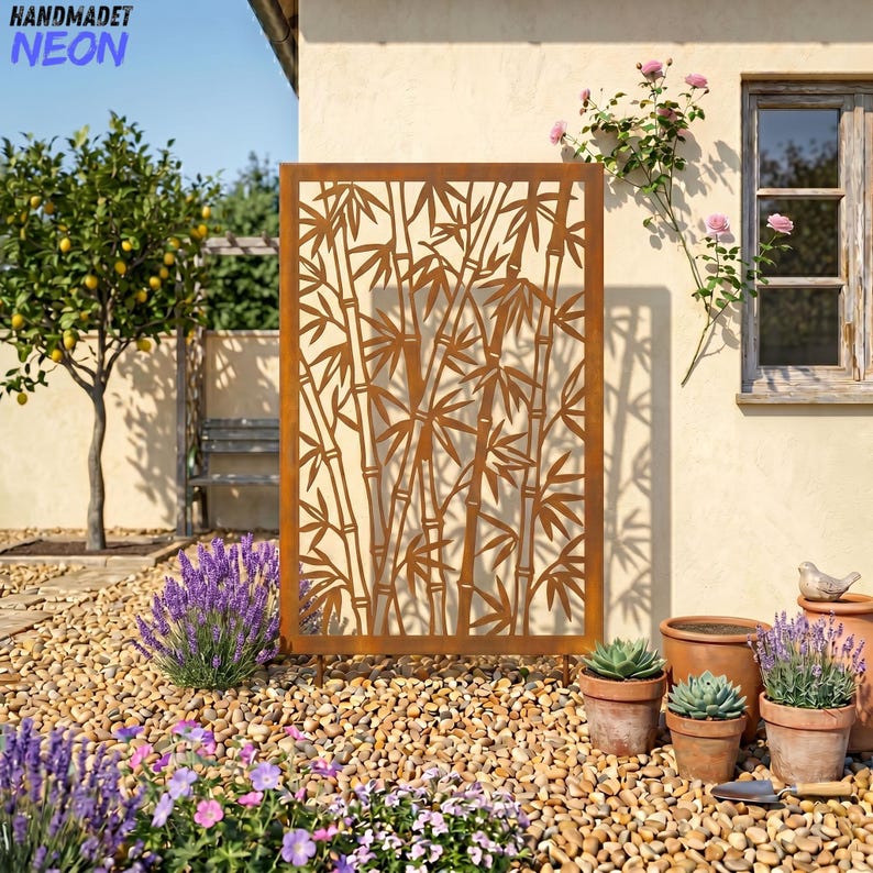 Bamboo Forest Garden Panel, Tropical Zen Wall Art, Boho Patio Privacy ...