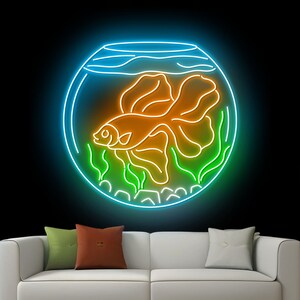 Goldfish Tank Neon Wall Sign, Fish Led Wall Sign, Animal Neon Wall ...