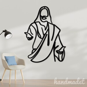 Personalized Jesus Line Art Wall Sign, God Wall Sign, Lord Metal Wall ...