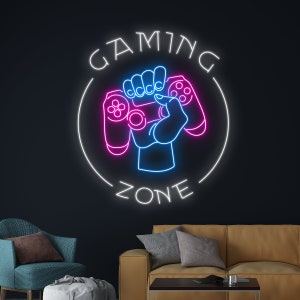 Gaming Zone Neon Sign, Game Controller Led Sign, Game Player Led Light ...