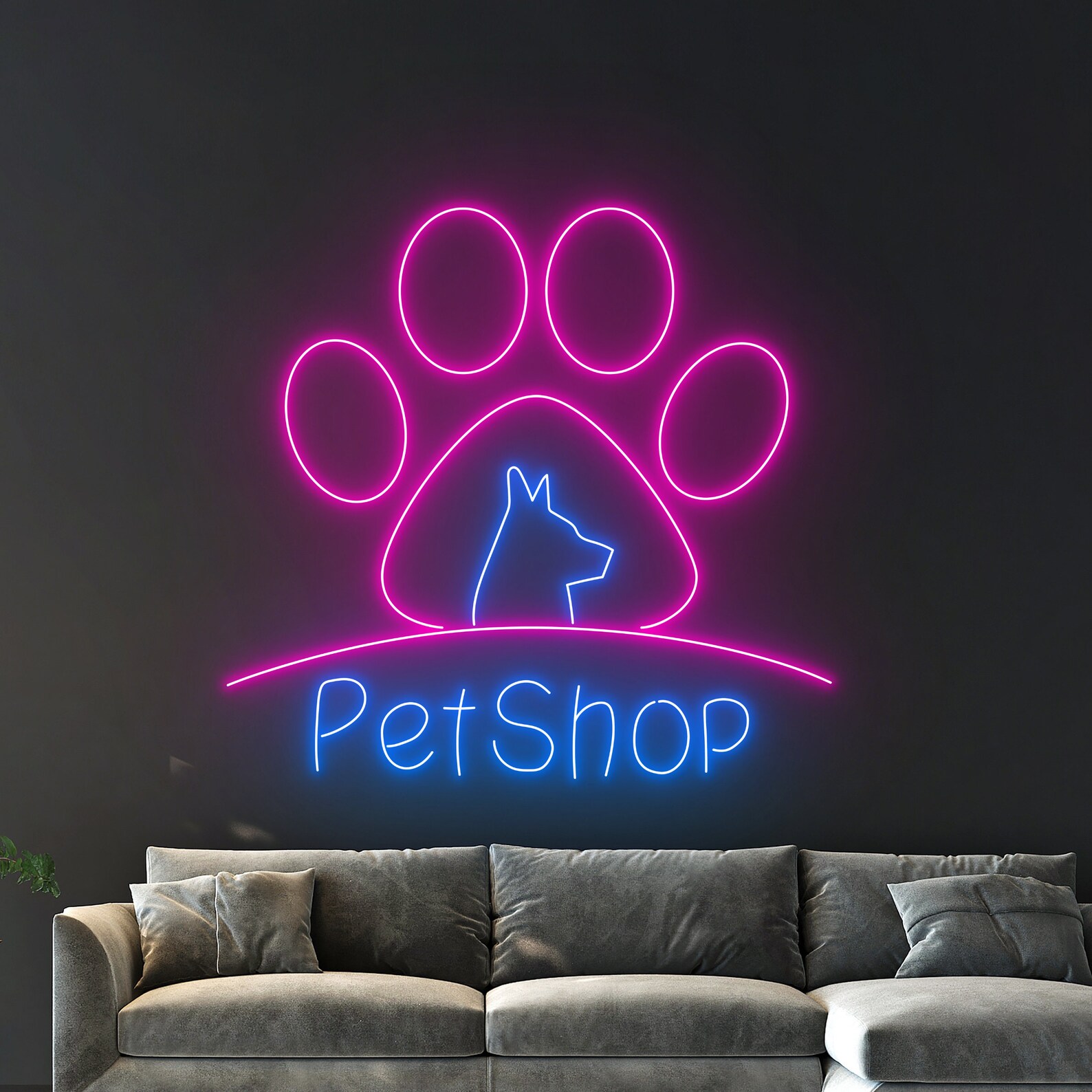 Pet Shop Paw Dog Led Sign, Dog Pet Service Neon Sign, Pet Shop Led ...