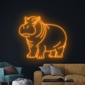 Hippo Neon Sign, Hippopotamus Led Sign, Hippo Animal Led Sign ...
