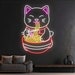 Custom Cat Eating Noodles Neon Sign, Cat Eats Ramen Led Light, Cat Neon ...