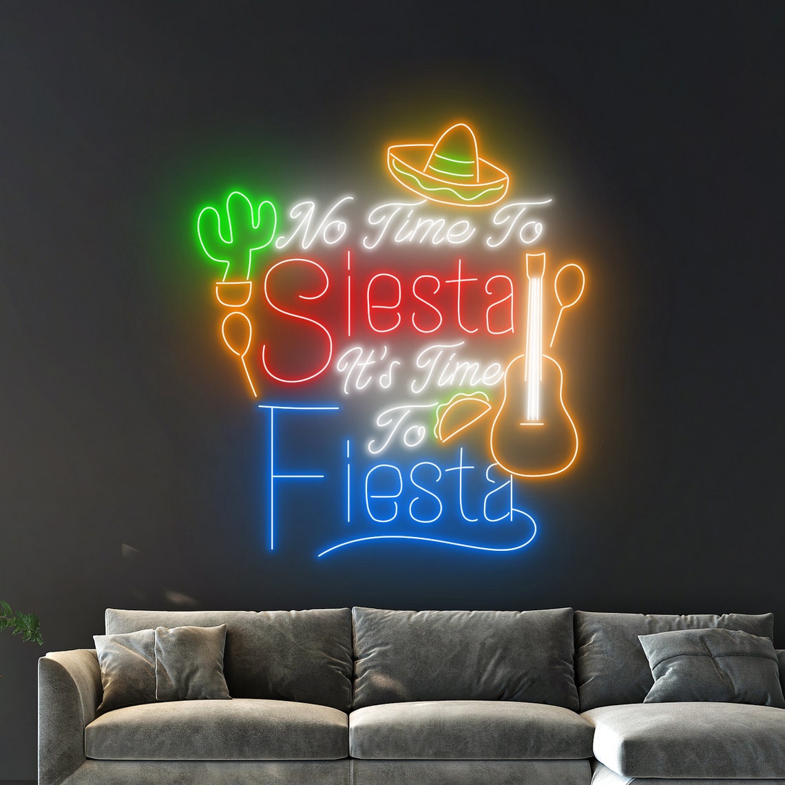 No Time to Siesta It's Time to Fiesta Neon Sign, Fiesta Neon Light ...
