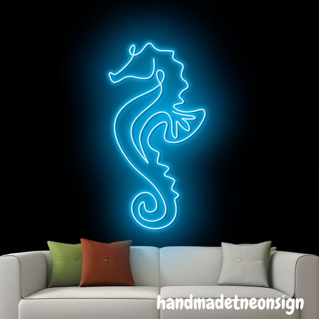 Seahorse Neon Wall Sign, Seahorse Led Wall Sign, Sea Animal Neon Wall ...