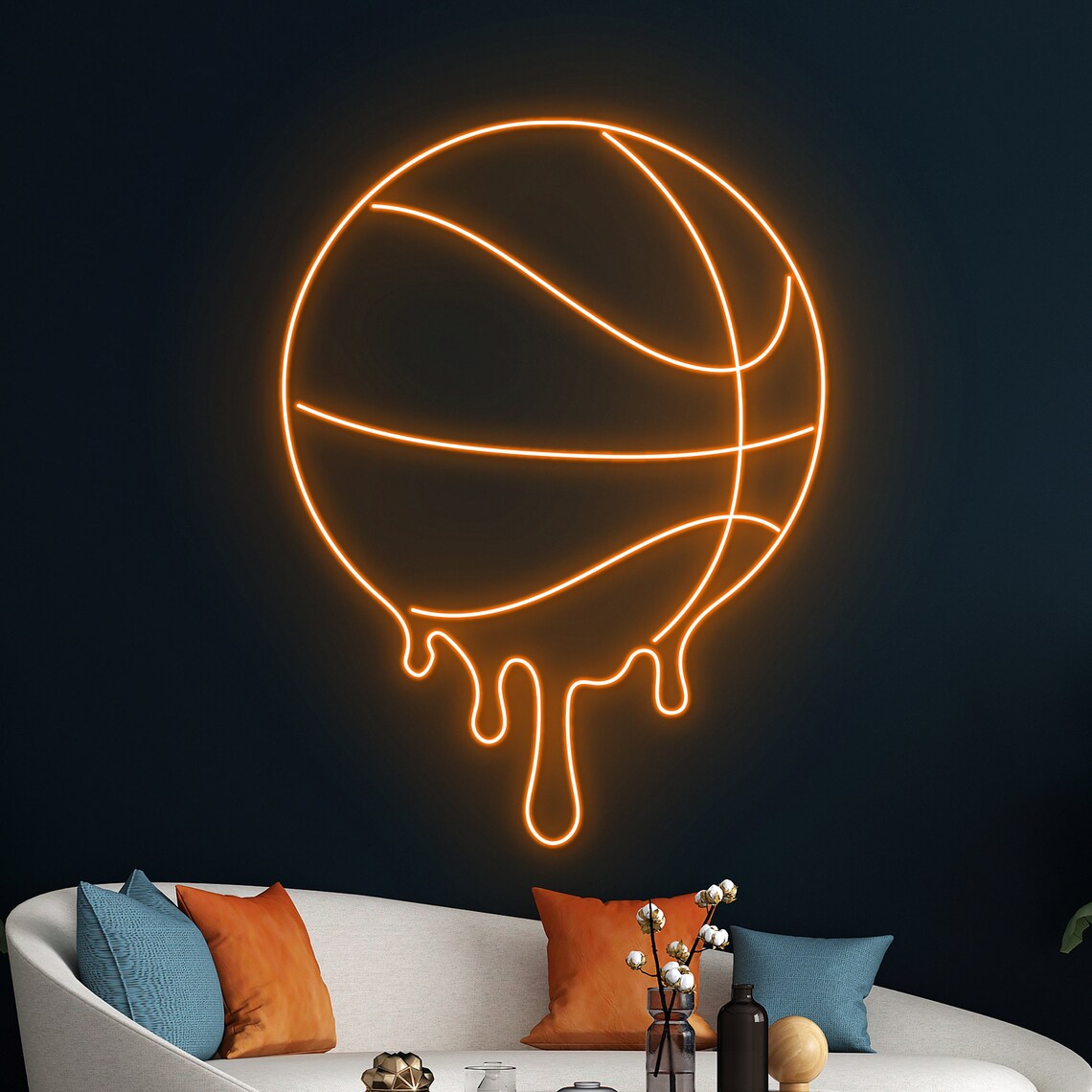 Basketball Ball Dripping Neon Sign, Basketball Neon Light, Basketball ...
