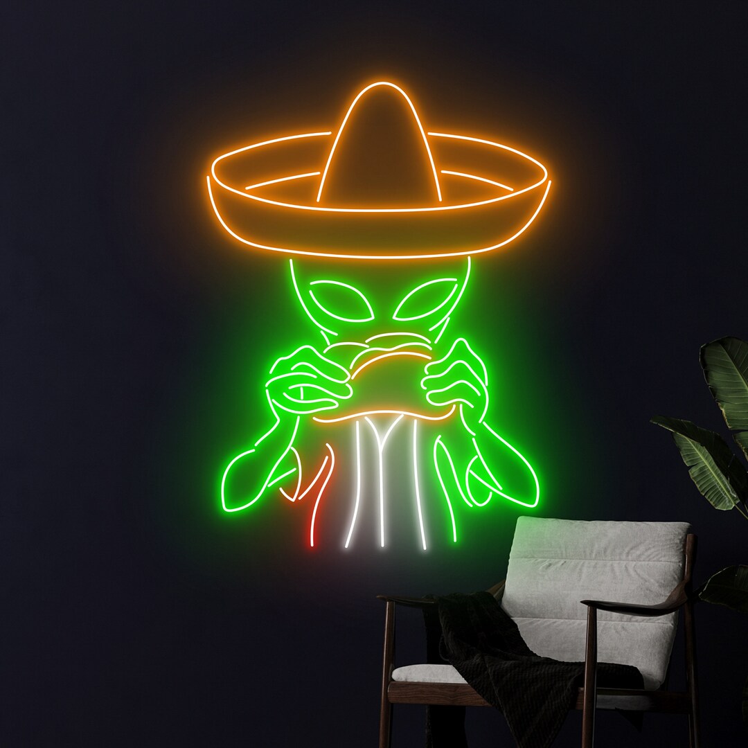 Alien Eat Tacos Neon Sign, Alien Eat Tacos Led Sign, Alien Eat Tacos ...