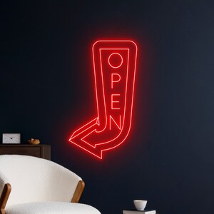 Custom Open Direction Arrow Left Neon Sign, Open Arrow Led Sign, Arrow ...