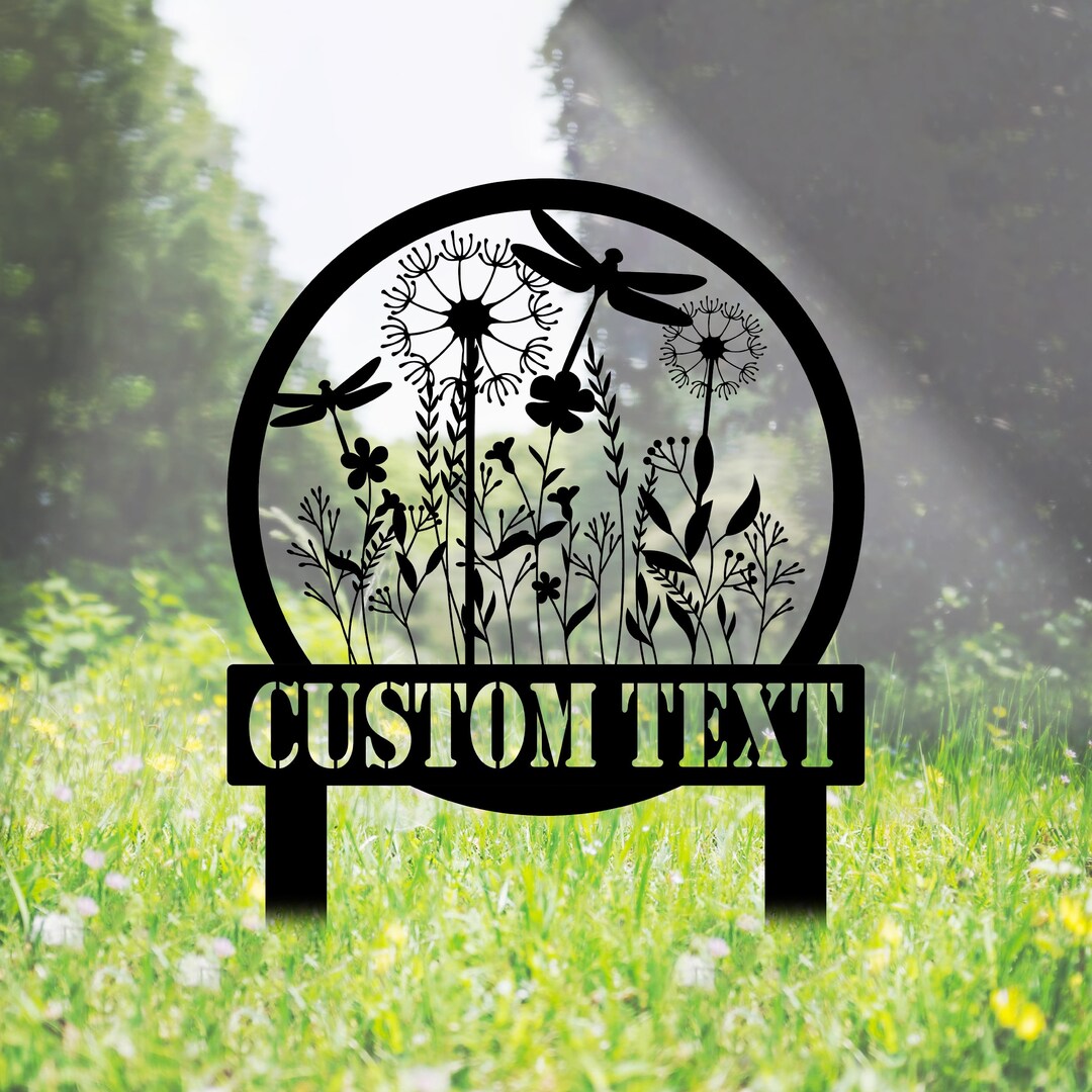 Custom Dandelion Flower Memorial Stake, Floral Stake Metal Sign ...