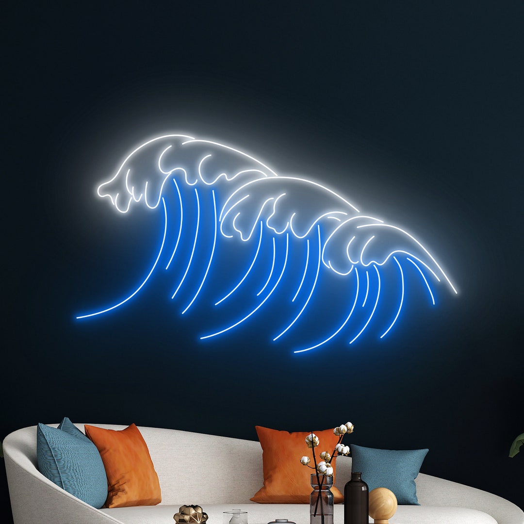 Custom Wave Neon Sign, Waves Neon Light, Beach Led Light, Big Ocean ...
