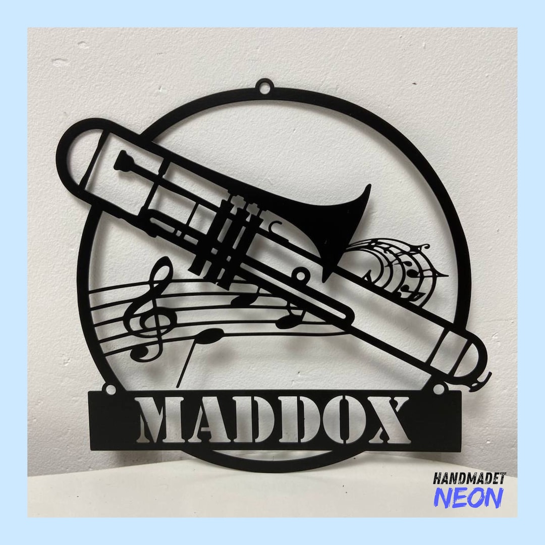 Personalized Trombone Musical Metal Sign, Music Metal Light, Trombone ...