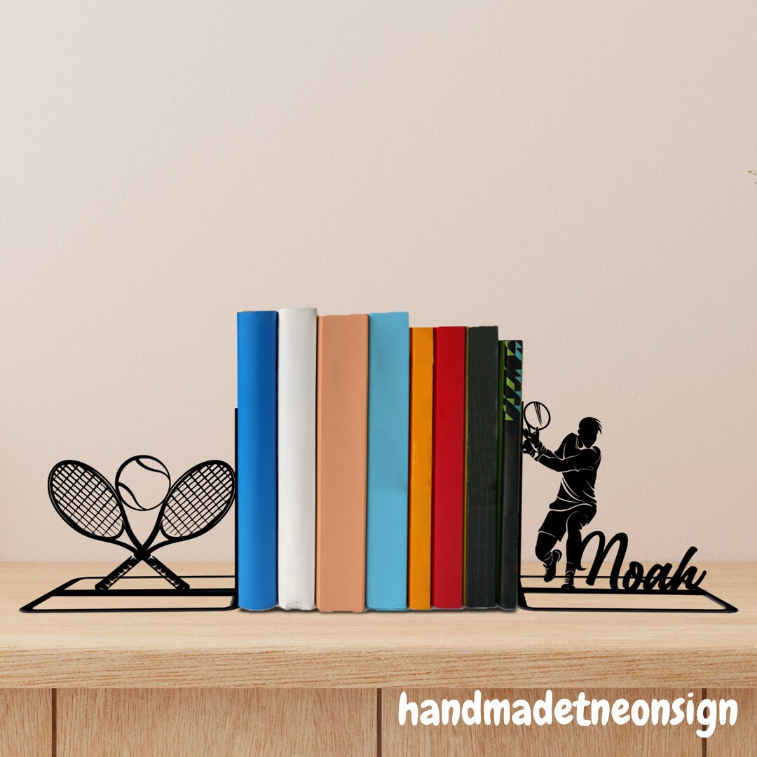Custom Man Tennis Metal Bookends Tennis Player Name Bookend, Sport ...