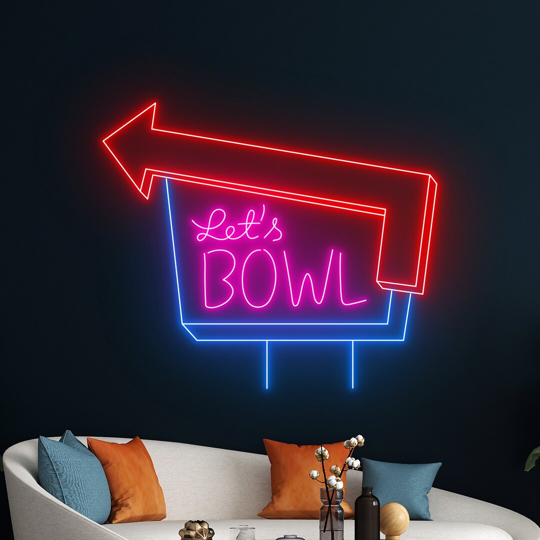 Let's Bowl Neon Sign, Let's Bowl Bowling Led Sign, Quote Bowling Led ...