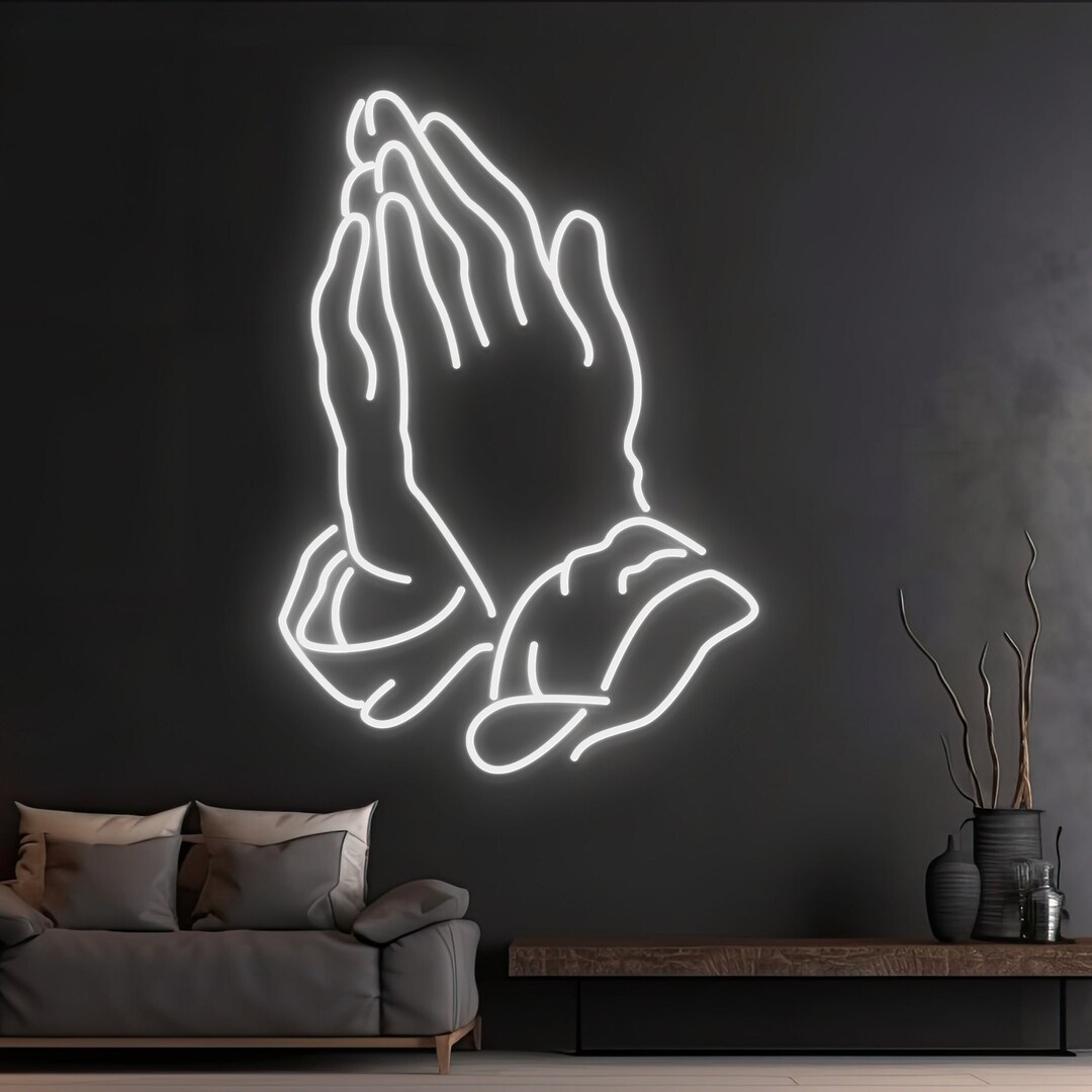 Custom Prayer Hands Neon Light, Praying Hand Led Light, Prayer Request ...