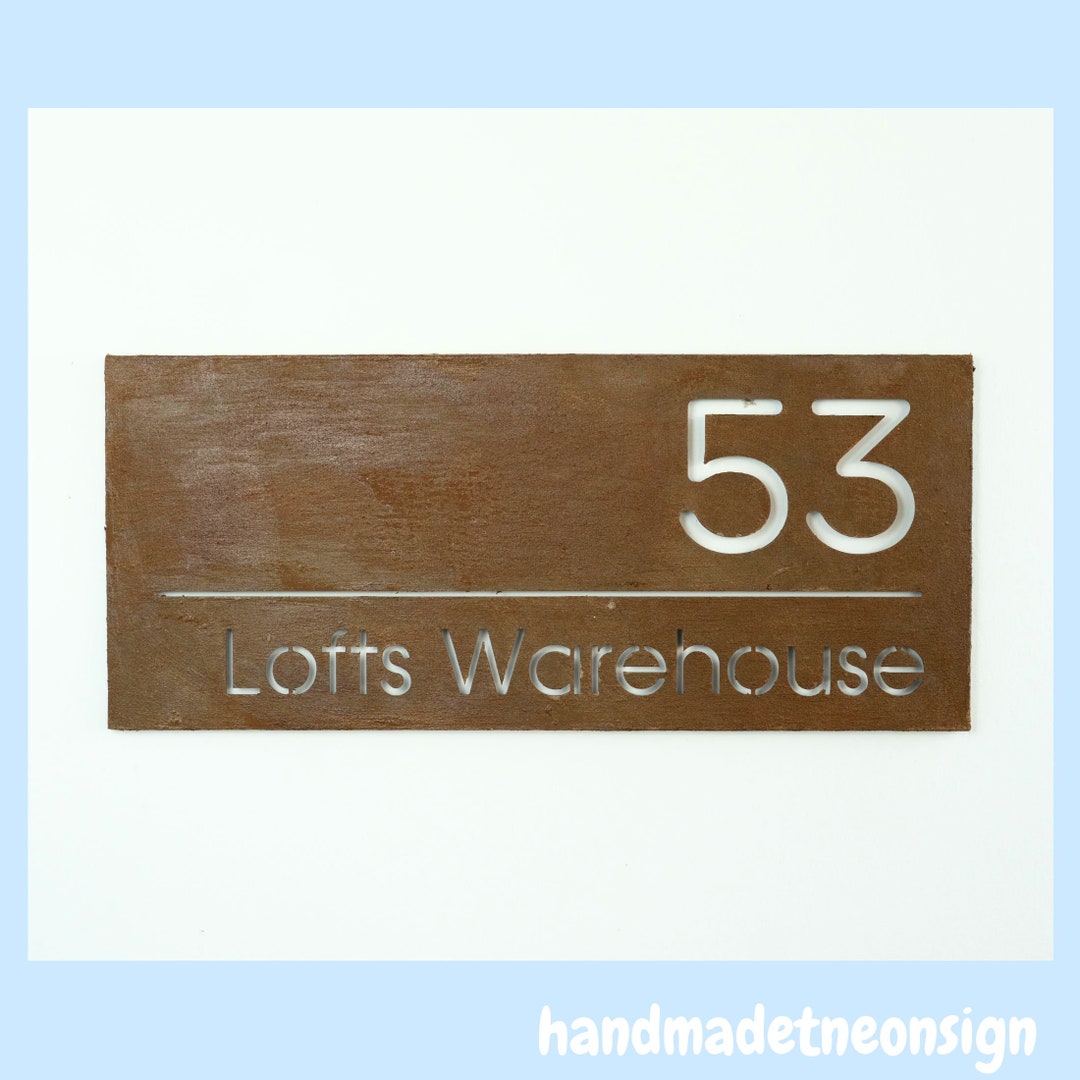 Personalized House Number Horizontal Rusty, Rusty House Number Sign ...