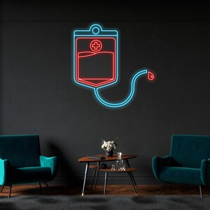 Blood Bag Neon Sign, Nurse Led Sign, Wall Decor, Doctor Neon Sign ...