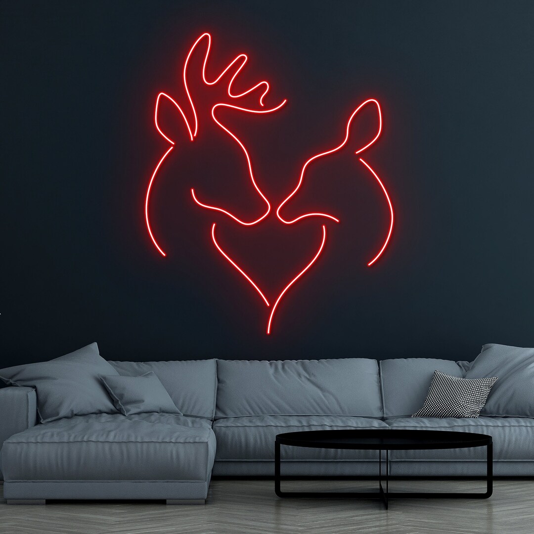 Couple Deers Neon Sign, Deer Led Sign, Home Decor, Custom Neon Sign ...