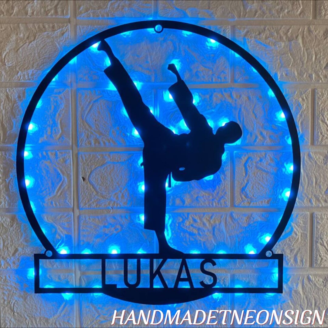 Personalized Boy Karate Martial Arts Metal Wall Art LED Light - Custom ...