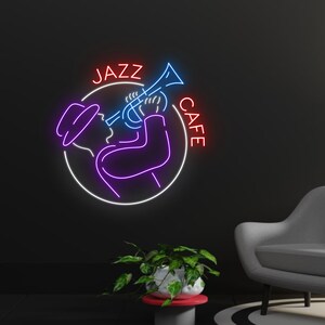 Jazz Cafe Neon Themed Custom Sign Led Sign, Jazz Cafe Neon Sign, Wall ...