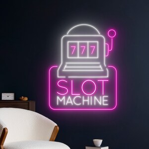 777 Slot Machine Neon Sign, Lucky Slot Machine Led Sign, Game Player ...