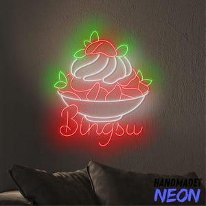 Bingsu Neon Sign, Bingsu Bowl Led Sign, Bingsu Shop Neon Light, Bingsu ...