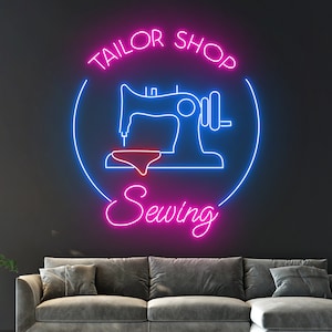 Tailor Shop Sewing Led Sign, Tailor Neon Sign, Clothes Led Light ...
