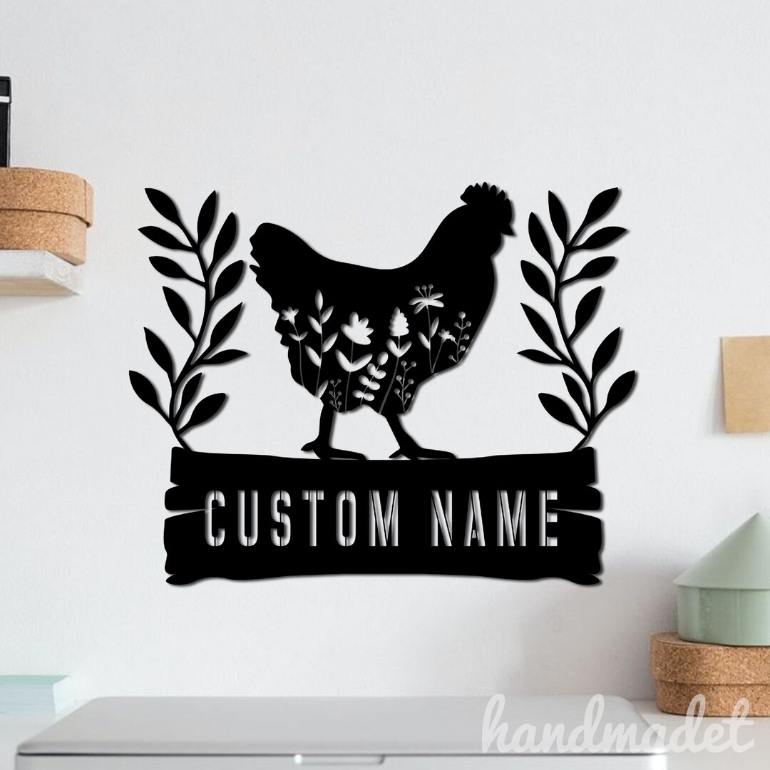 Custom Chicken Metal Wall Art LED Light, Chicken Farm Metal Sign ...