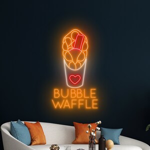 Bubble Waffle Neon Sign, Waffle Bubble Led Sign, Waffles Led Light ...