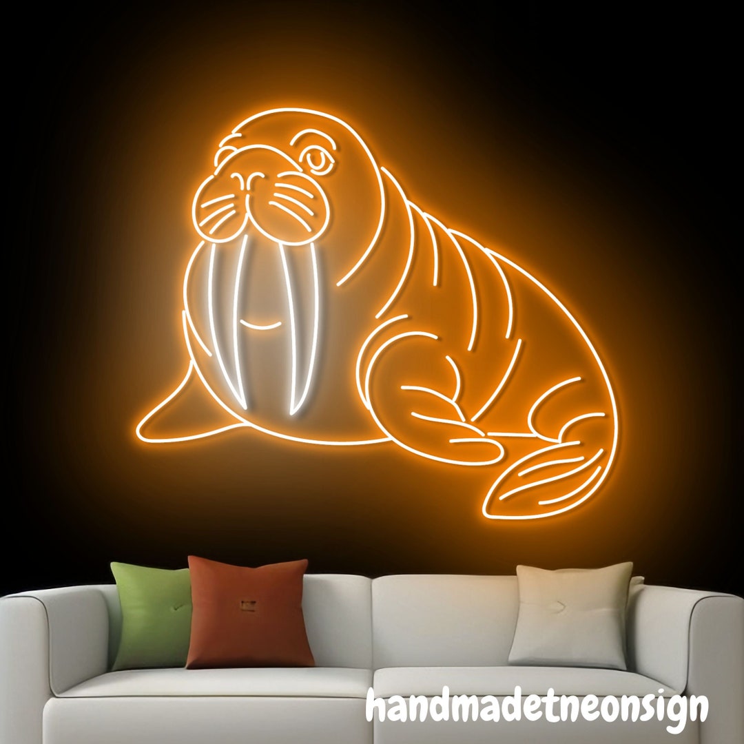 Walrus Neon Sign, Walrus Led Sign, Walrus Neon Light, Sea Animal Led ...