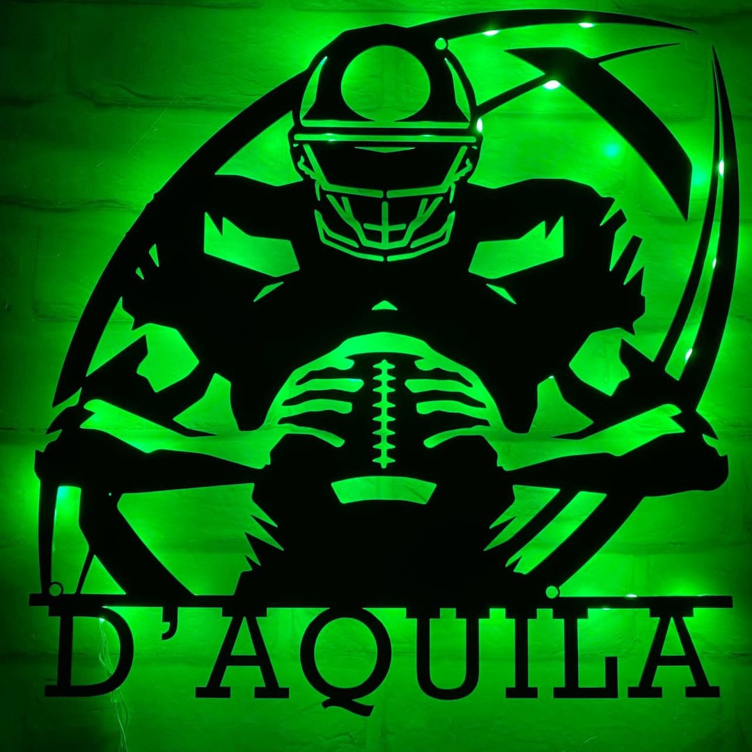 Custom Football Player Metal Wall Art LED Light - Personalized America ...