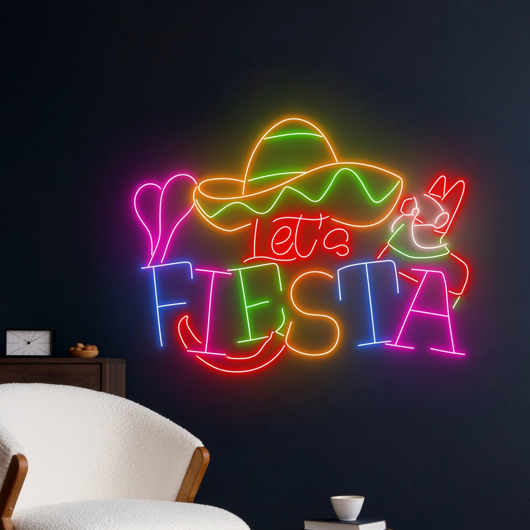 Let's Fiesta Neon Sign, Fiesta Neon Light, Fiesta Led Light, Mexican ...