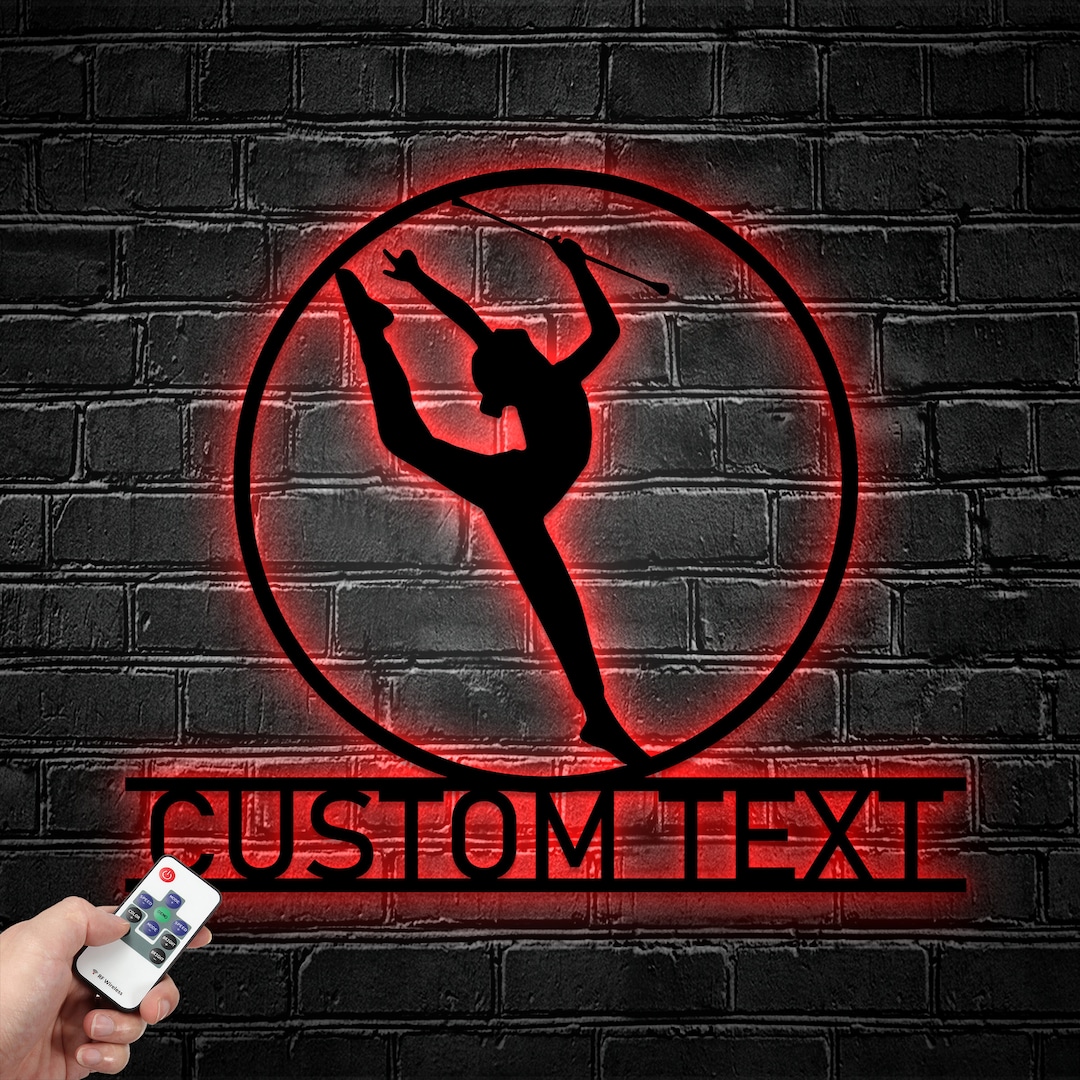 Personalized Baton Twirling Metal Wall Art Led Light, Custom Rhythmic ...