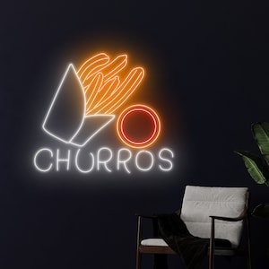 Churro Neon Sign, Churro Led Sign, Churro Led Light, Restaurant Neon ...