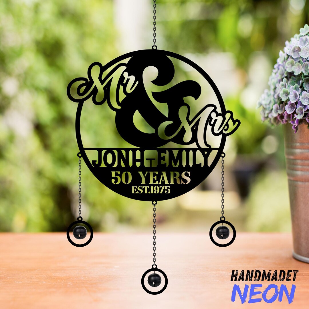 Personalized 50th Wedding Anniversary Wind Chimes Rattle, Custom Couple ...