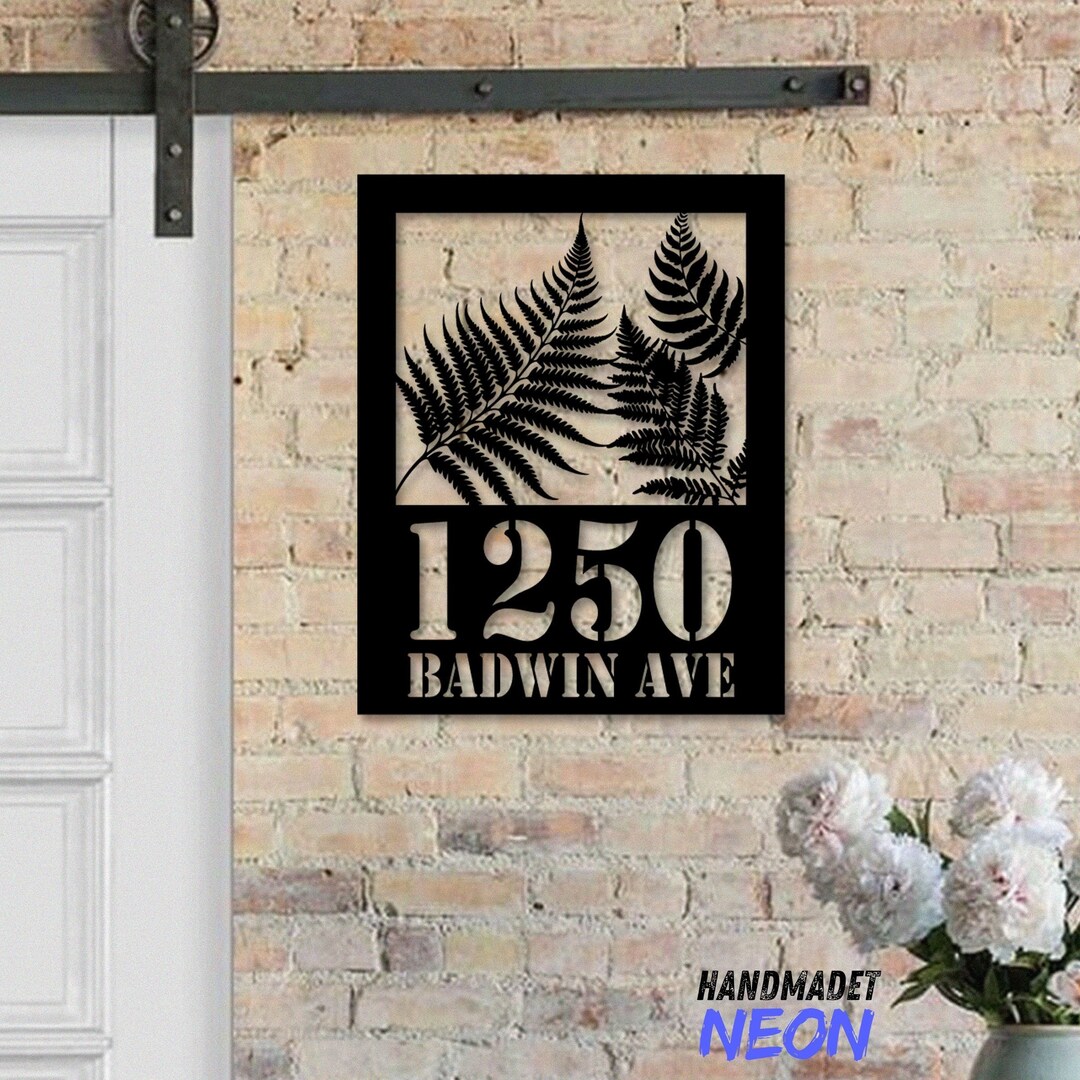 Personalized Fern Leaf House Number, Fern Leaf Home Number Metal Wall ...