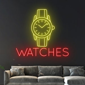 Watches Led Sign, Hand Watches Neon Light, Fashion Accessory Neon Sign ...