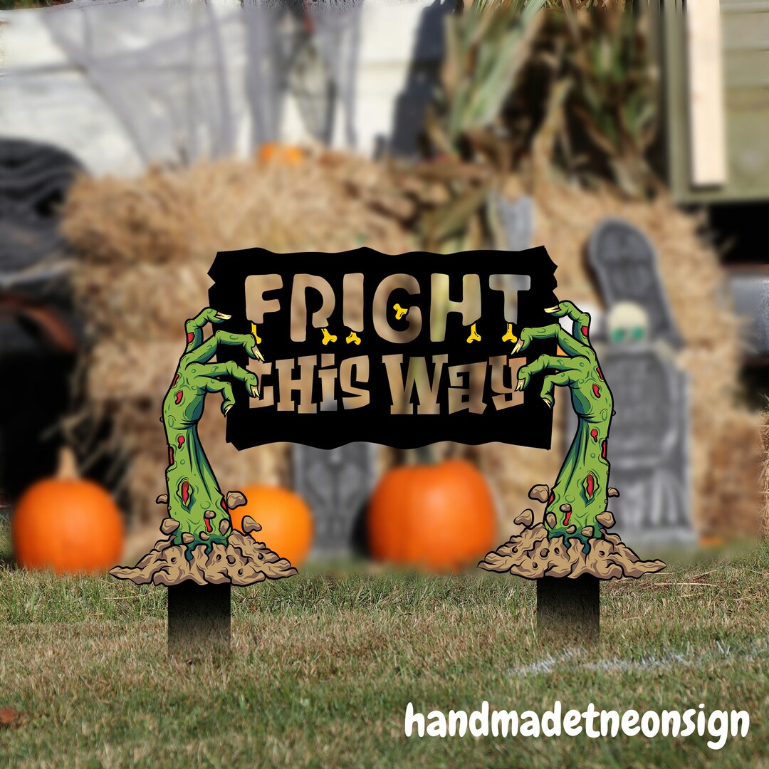 Custom Halloween Zombie Hands Stake Sign, Happy Halloween Garden Metal ...
