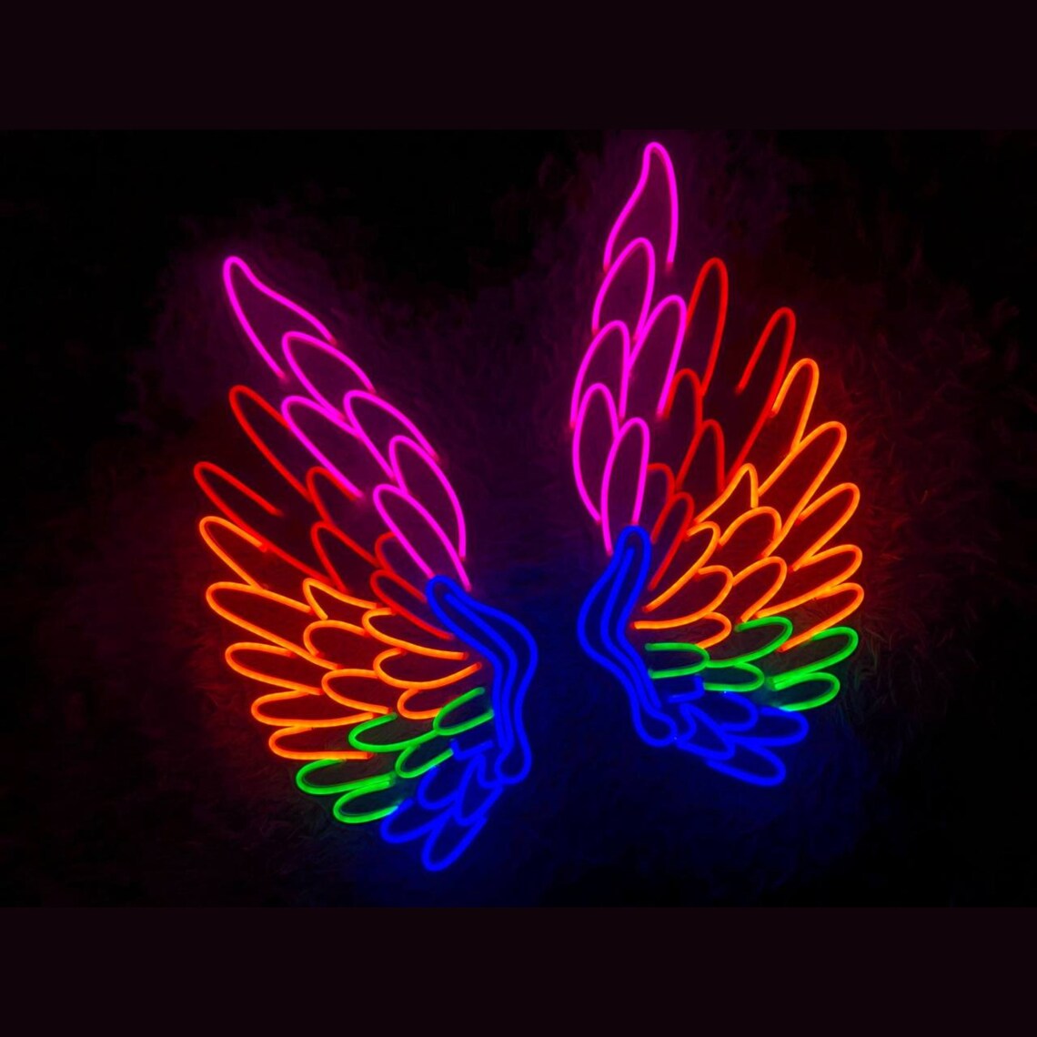 Wings Neon Sign, Wings Color Led Light, Colorful Wings Neon Sign, Neon ...