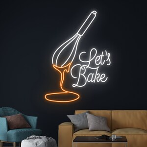 Let's Bake Neon Sign, Baking LED Sign, Cake Food Neon Light, Bakery Led ...