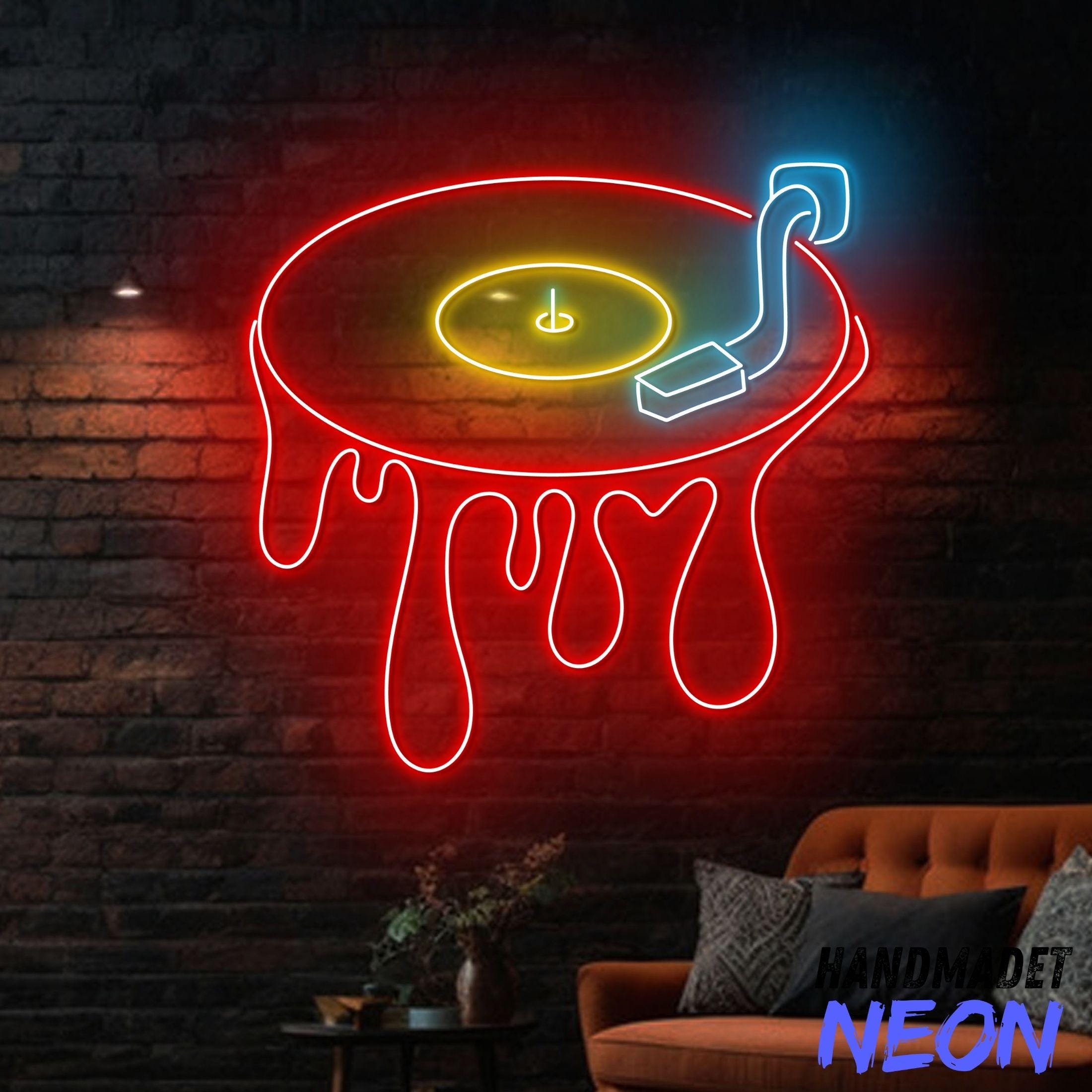 Record Disc Dripping Neon Sign, Vinyl Dripping Led Sign, Record Music ...
