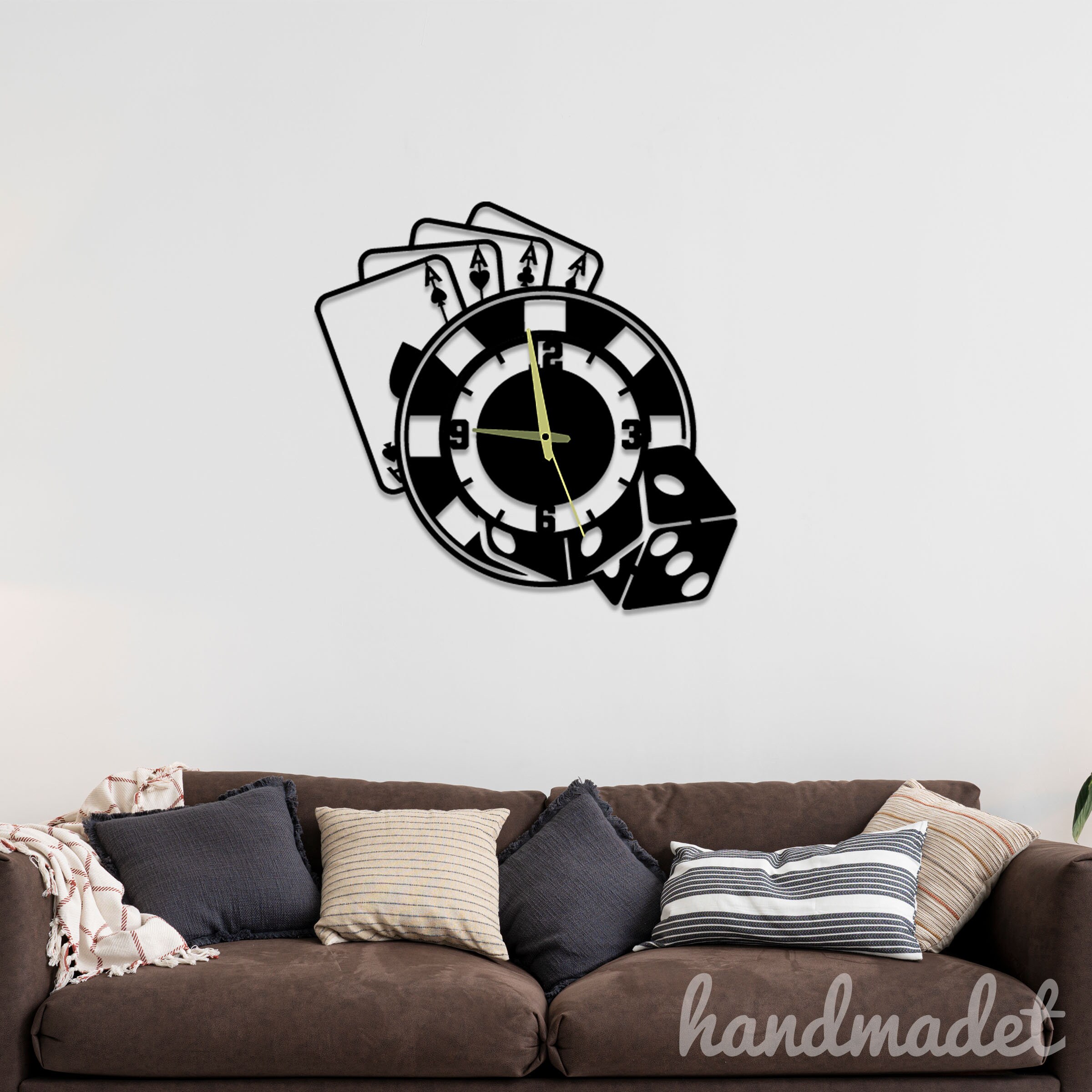 Poker Wall Clock Unique, Poker Card Round Wall Clock, Dice Oversize ...